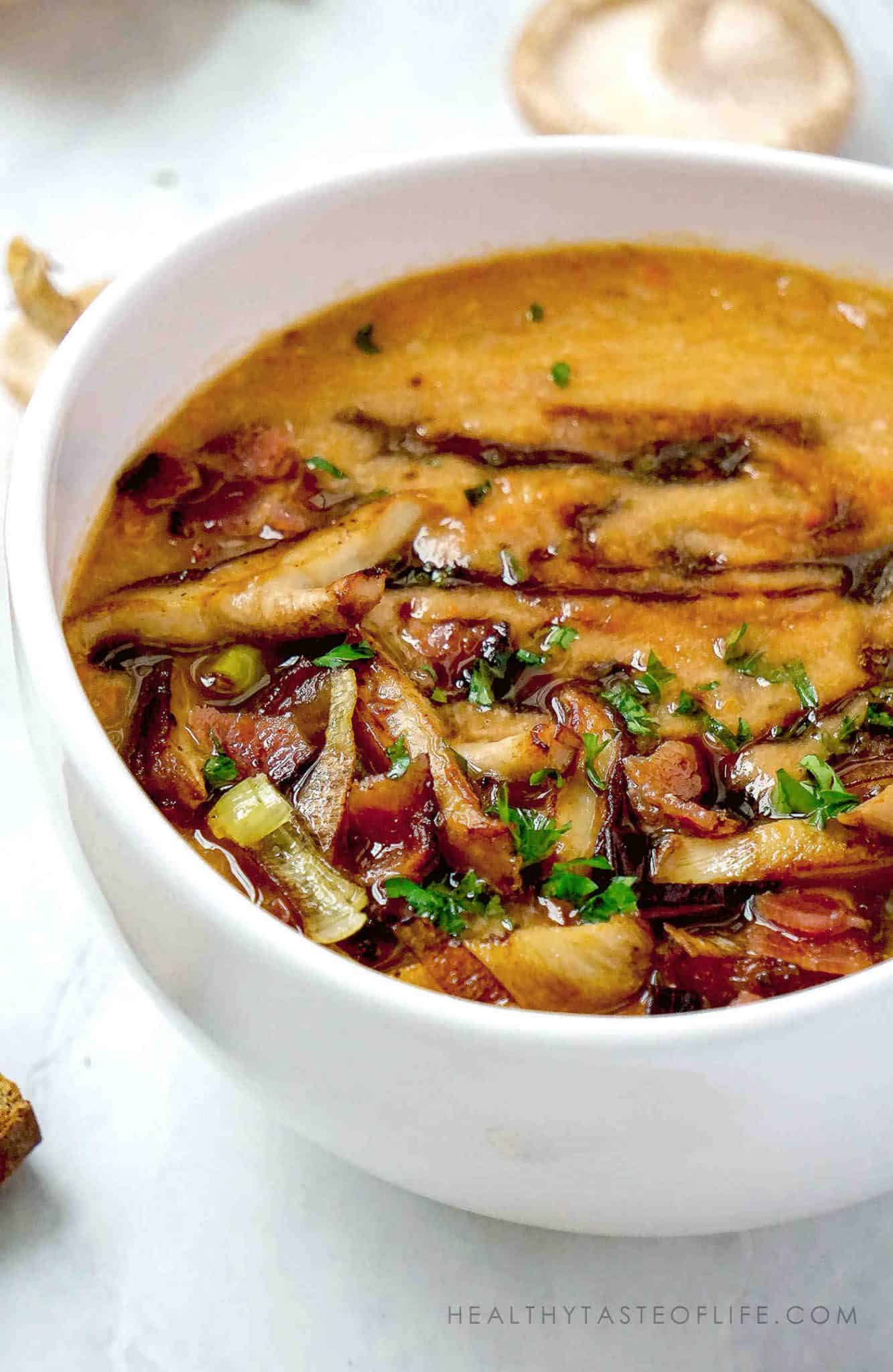 Healthy Creamy Shiitake Mushroom Soup (GF/DF)