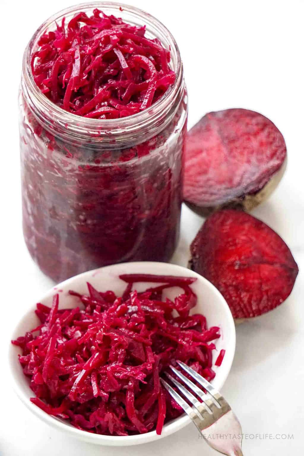 Fermented Beets + Cabbage (Probiotic Rich Beetroot Sauerkraut)