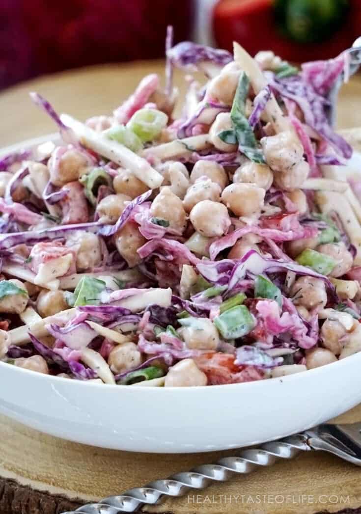 Creamy Chickpea Salad With Cabbage (Vegan)