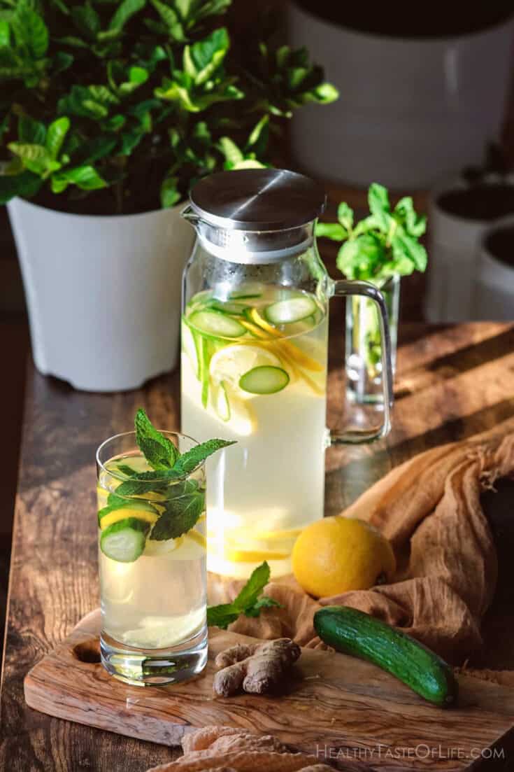 Cucumber Lemon Ginger Water Recipe + Benefits