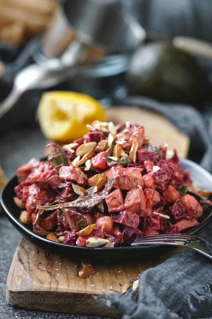 Chicken Beet Salad With Avocado Dressing (High Protein)