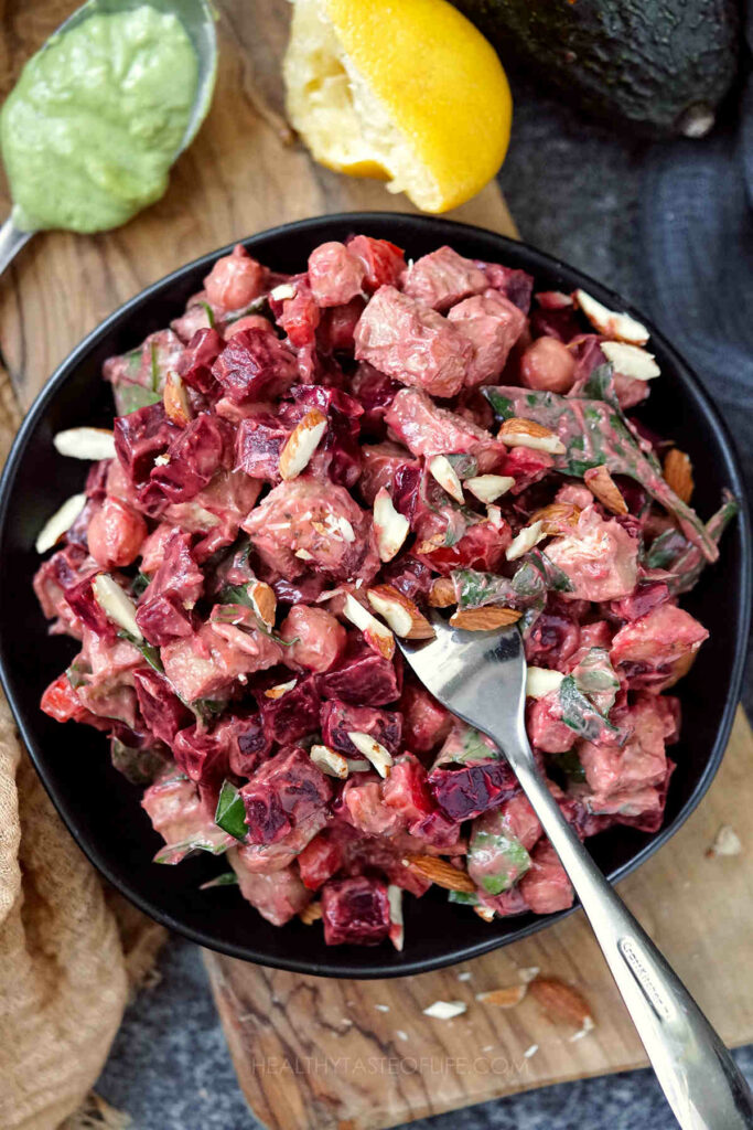 Chicken Beet Salad With Avocado Dressing (High Protein)