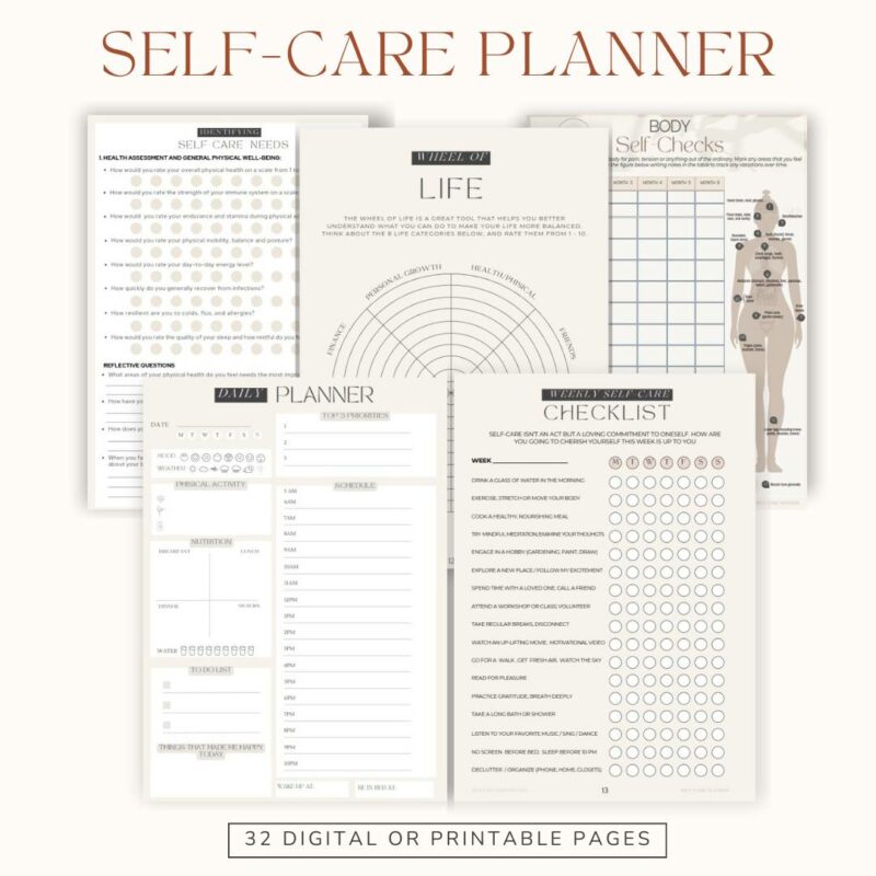 Self-Care Planner & Wellness Tracker (32-Page PDF)