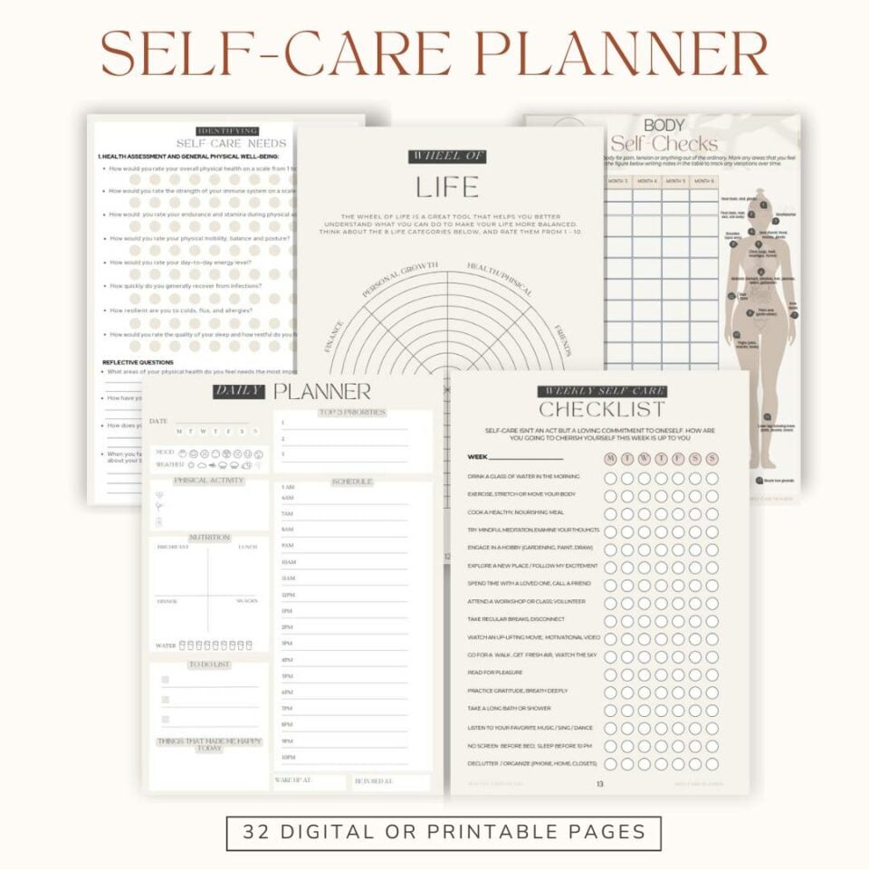 Self Care Planner (PDF) Journal - Assess, Track and Plan